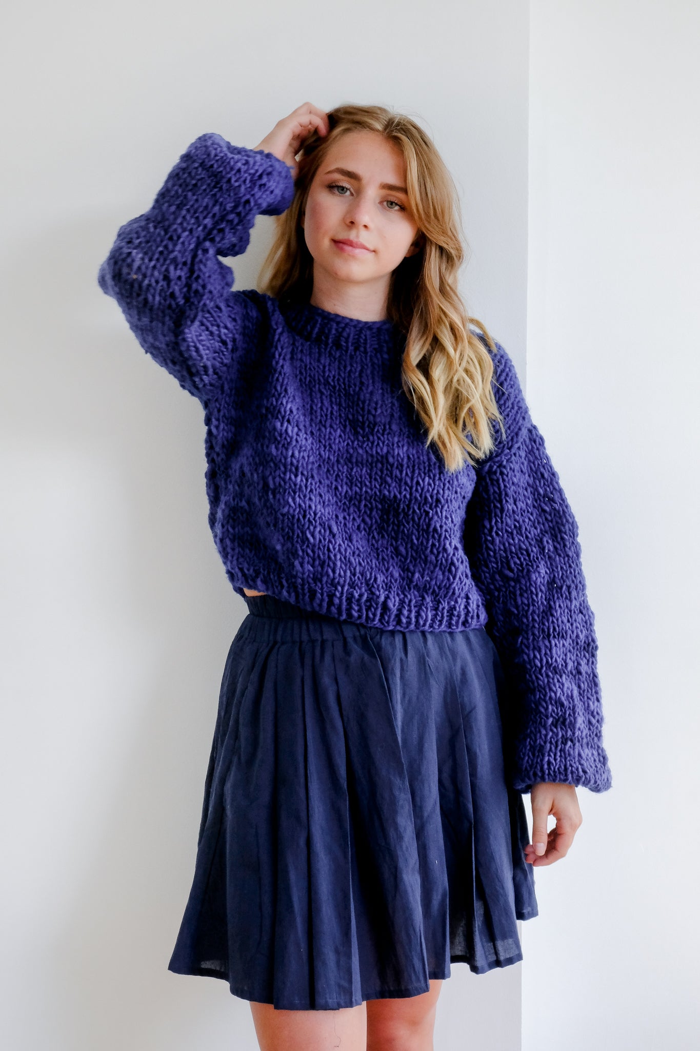 Hand-Painted Royal Blue Sweater – Alexis Co.
